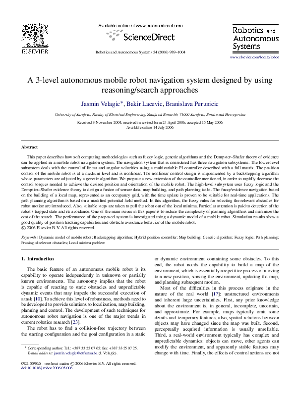 Pdf 3 Level Autonomous Mobile Robot Navigation