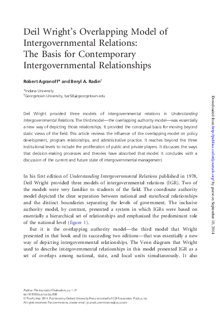 (PDF) Deil Wright's Overlapping Model of Intergovernmental Relations ...