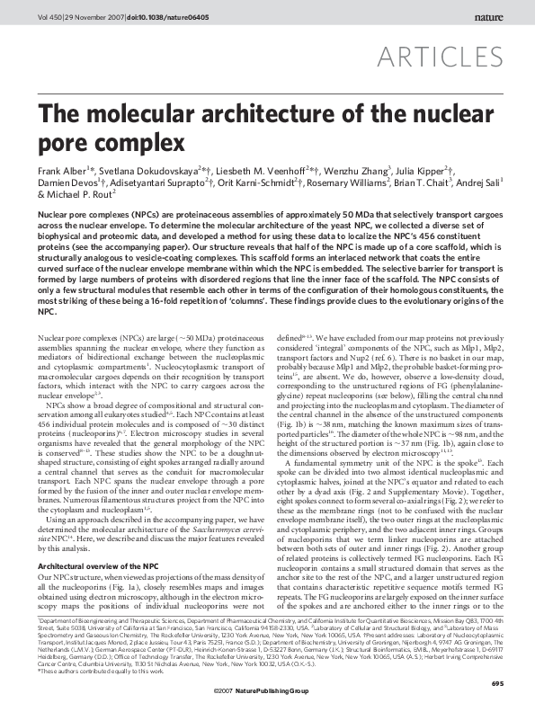 (PDF) The molecular architecture of the nuclear pore complex