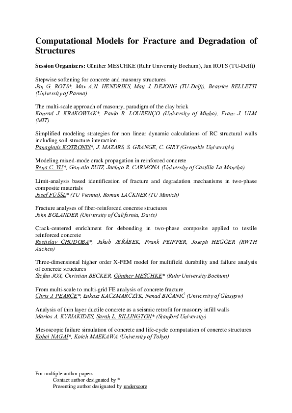 (PDF) Computational Models for Fracture and Degradation of Structures