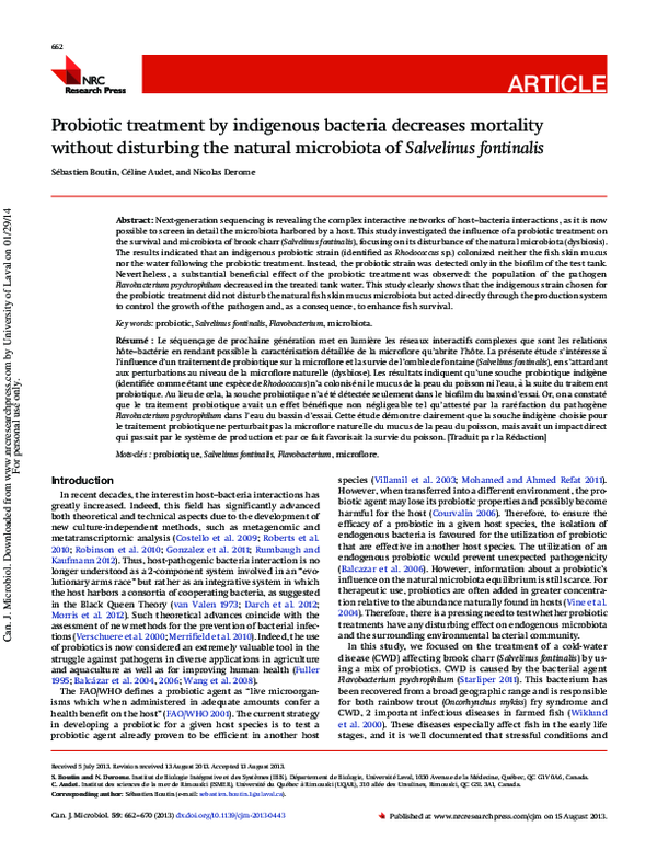 (PDF) Probiotic treatment by indigenous bacteria decreases mortality ...