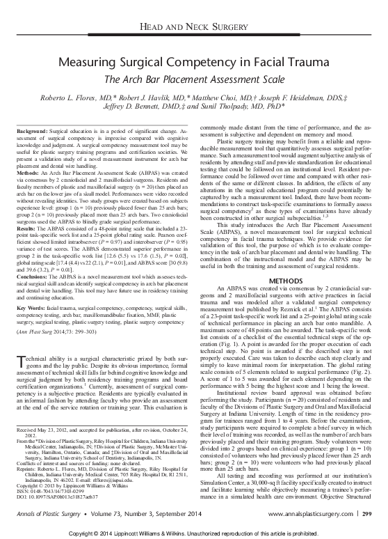 (PDF) Measuring Surgical Competency in Facial Trauma