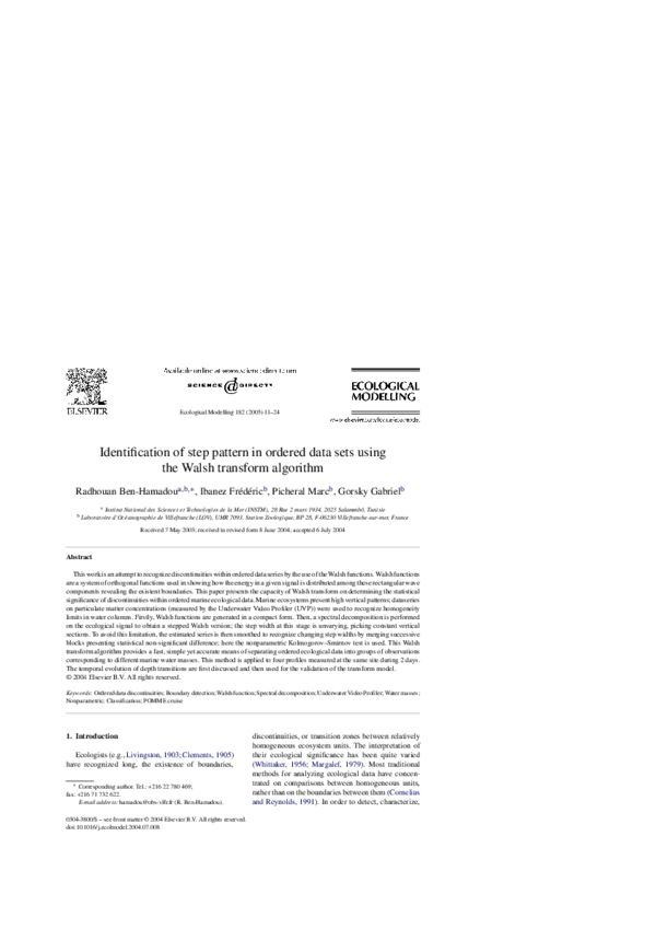 Pdf Identification Of Step Pattern In Ordered Data Sets Using The Walsh Transform Algorithm