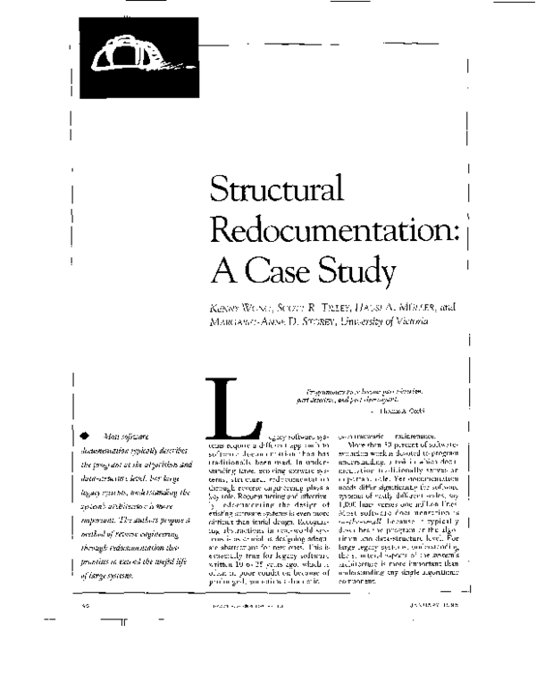 (PDF) Structural redocumentation: a case study