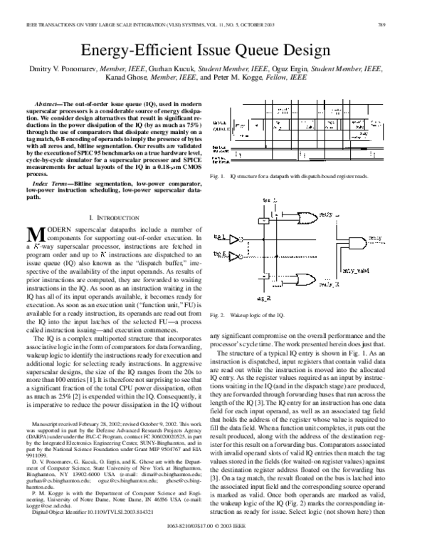 (PDF) Energy-efficient issue queue design
