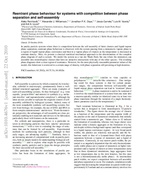 (PDF) Re-entrant phase behavior for systems with competition between ...