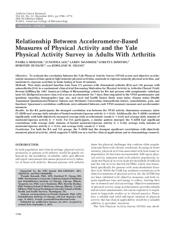 Pdf Relationship Between Accelerometer Based Measures Of Physical