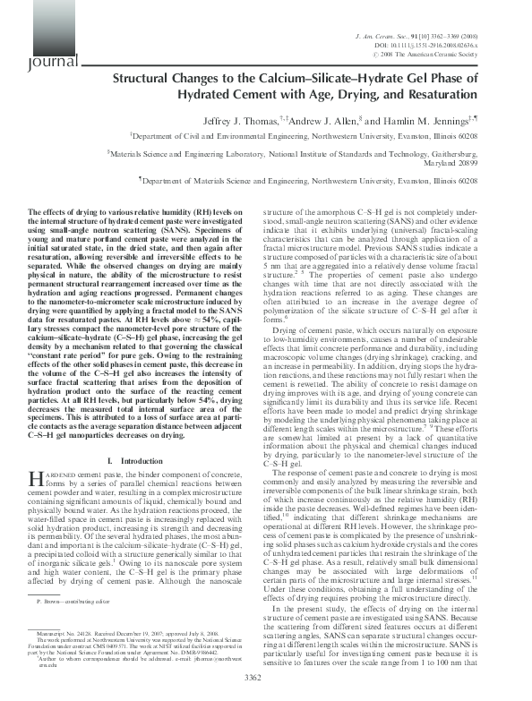 (PDF) Structural Changes to the Calcium-Silicate-Hydrate Gel Phase of ...