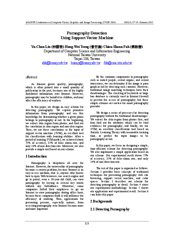 Pdf Pornography Detection Using Support Vector Machine