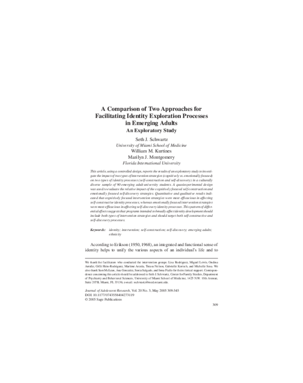 (PDF) A Comparison of Two Approaches for Facilitating Identity ...