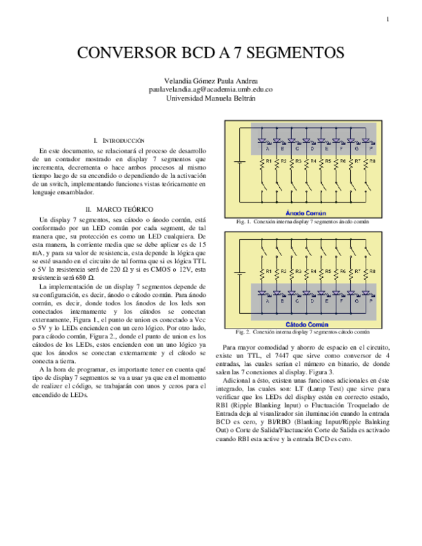 (PDF) Paper Conversor BCD a 7 Segmentos