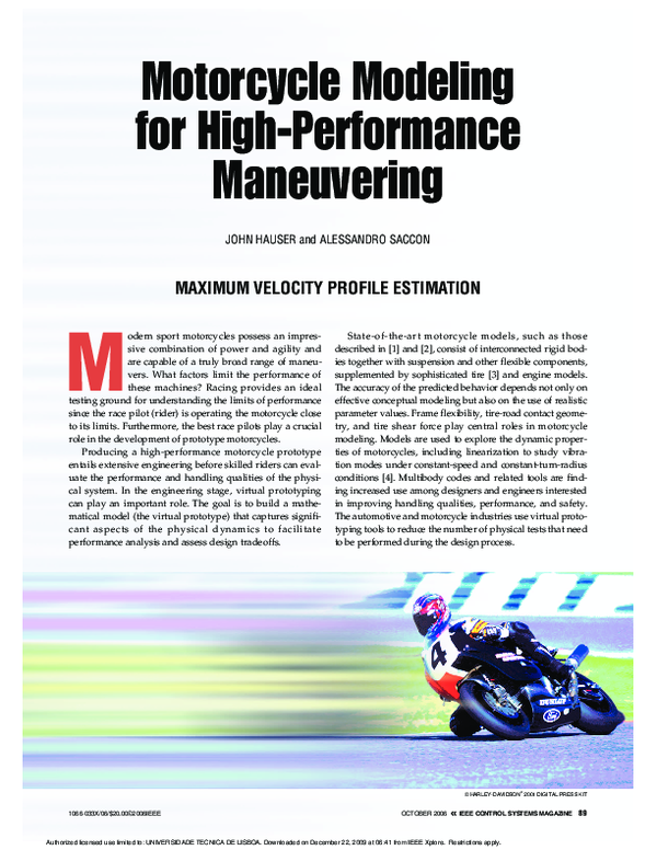 (PDF) Motorcycle modeling for high-performance maneuvering