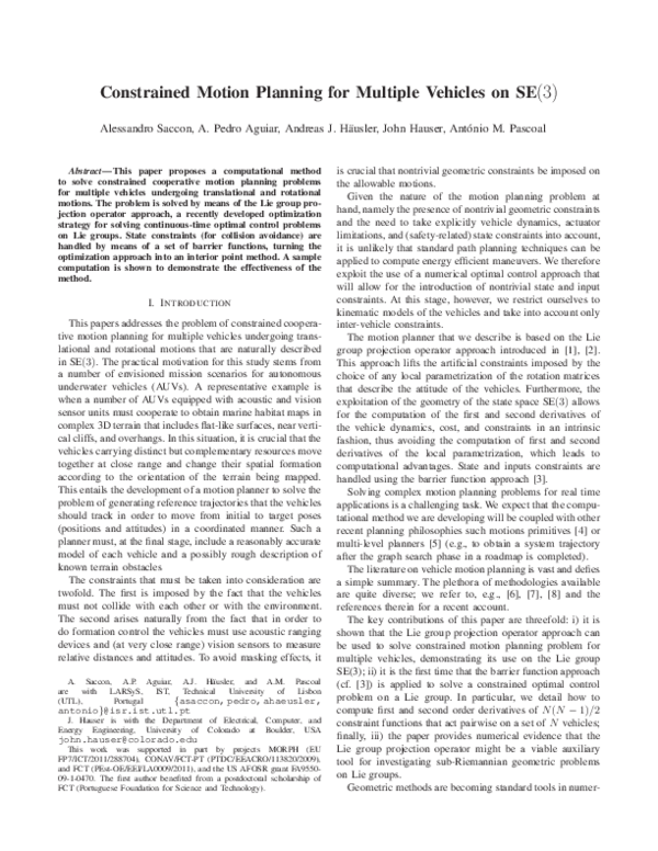 (PDF) Constrained motion planning for multiple vehicles on SE(3)