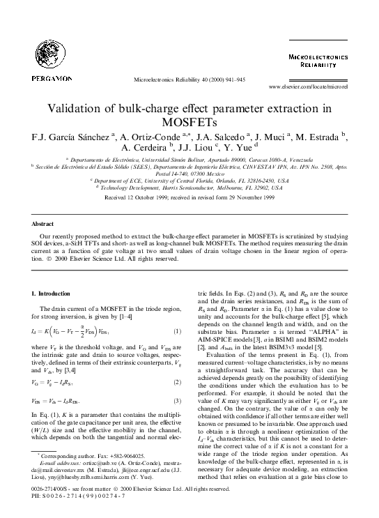 (PDF) Validation of bulk-charge effect parameter extraction in MOSFETs