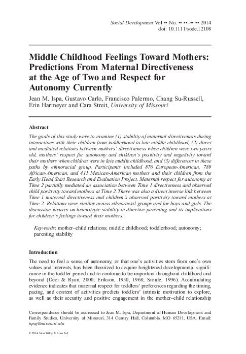 (PDF) Patterns of Maternal Directiveness by Ethnicity Among Early Head ...