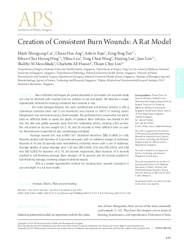 (PDF) Creation of Consistent Burn Wounds: A Rat Model