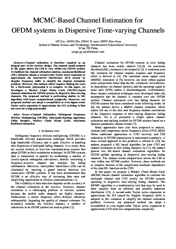 (PDF) Preamble design for estimation and compensation of channel distortion parameters in OFDM ...