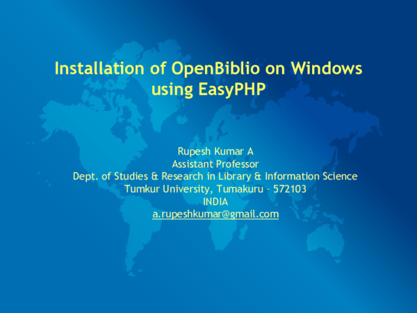 Installation of Openbiblio on Windows using EasyPHP