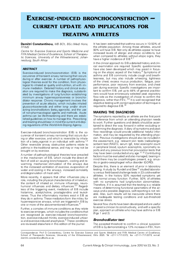 (PDF) Mechanisms of exercise-induced bronchoconstriction in athletes ...
