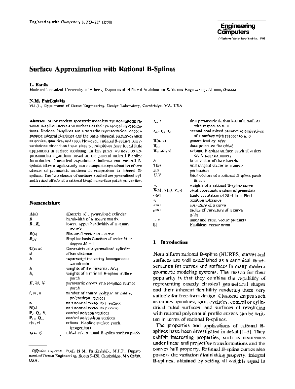 (PDF) Surface approximation with rational B-splines