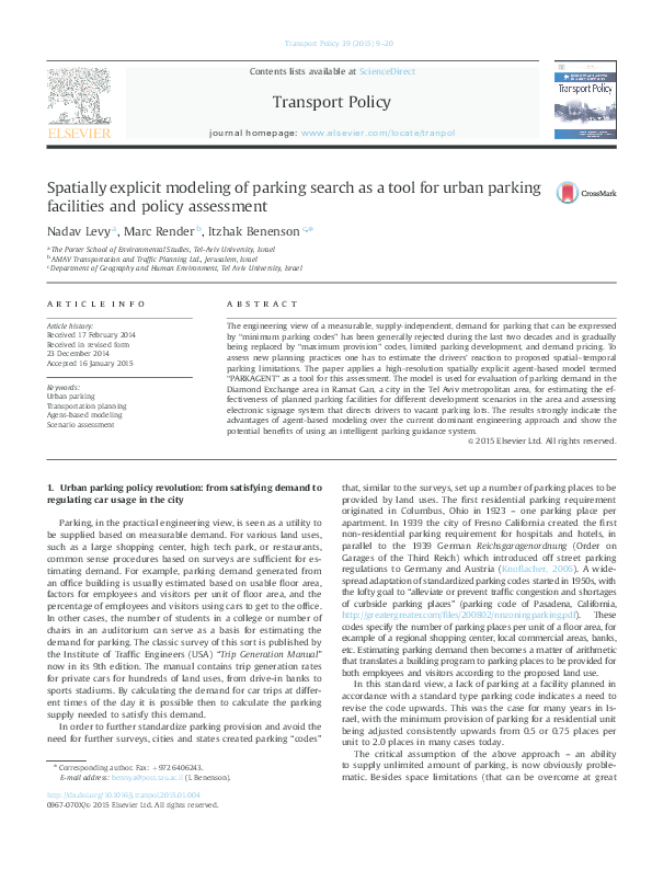 (PDF) Spatially explicit modeling of parking search as a tool for urban parking facilities and ...