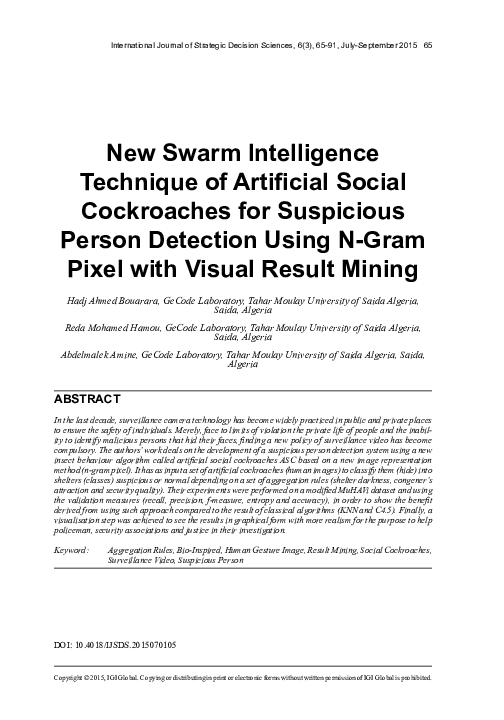 (PDF) A New Swarm Intelligence Technique of Artificial Haemostasis System for Suspicious Person ...