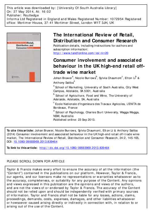 (PDF) Consumer involvement and associated behaviour in the UK high-end ...