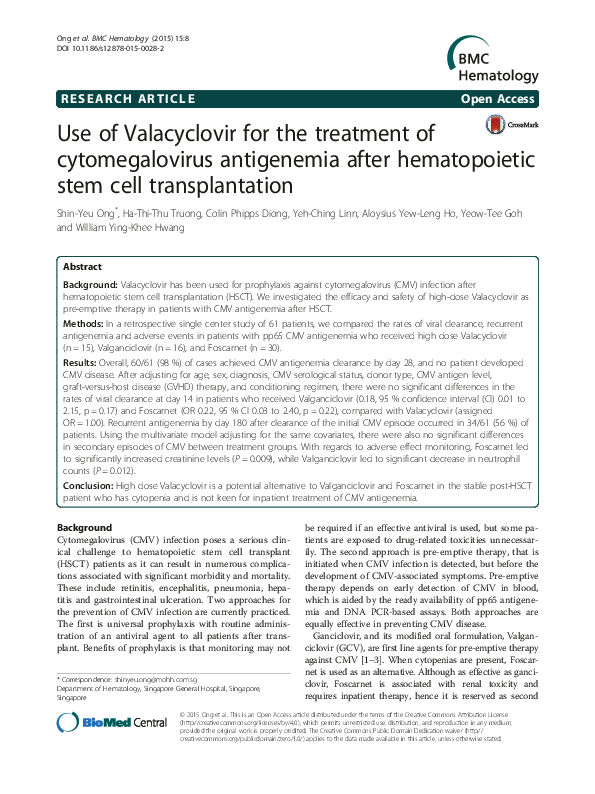 (PDF) Use of Letermovir for Salvage Therapy for Resistant Cytomegalovirus in a Pediatric ...
