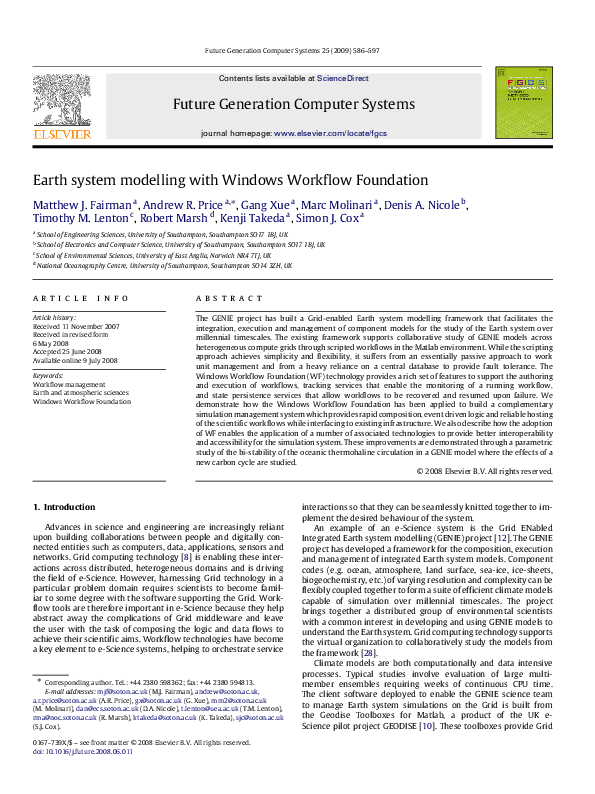 (PDF) Earth system modelling with Windows Workflow Foundation