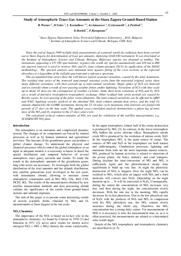 (PDF) Study of Atmospheric Trace Gas Amounts at the Stara Zagora Ground ...