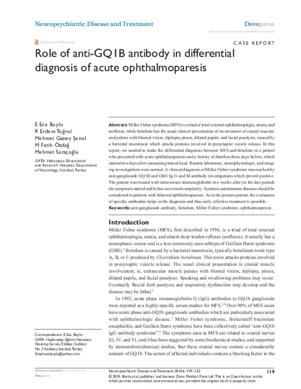 (PDF) The role of the anti-GQ1B antibody in differential diagnosis