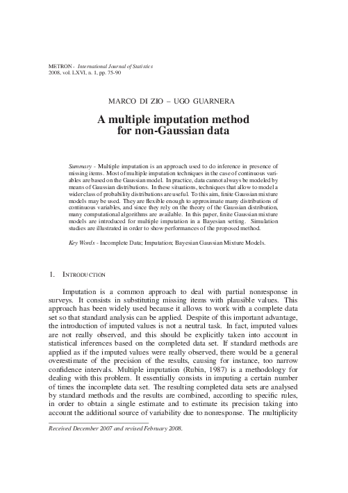 (PDF) A multiple imputation method for non-Gaussian data