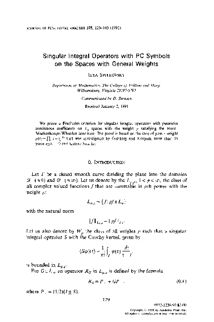 (PDF) Singular integral operators with PC symbols on the spaces with general weights