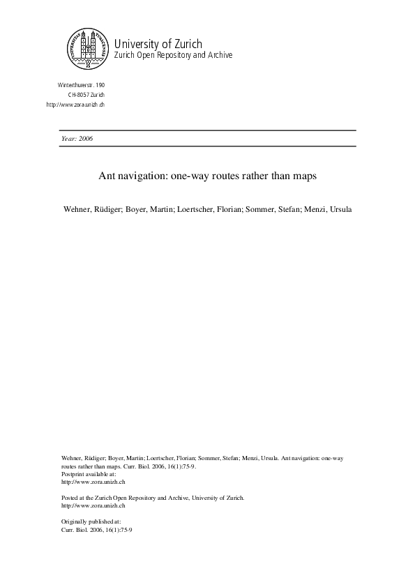 (PDF) Ant Navigation: One-Way Routes Rather Than Maps