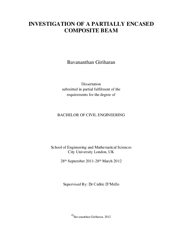 (PDF) INVESTIGATION OF A PARTIALLY ENCASED COMPOSITE BEAM