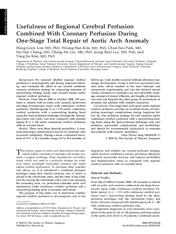 (PDF) One-Stage Repair of an Interrupted Aortic Arch with an ...
