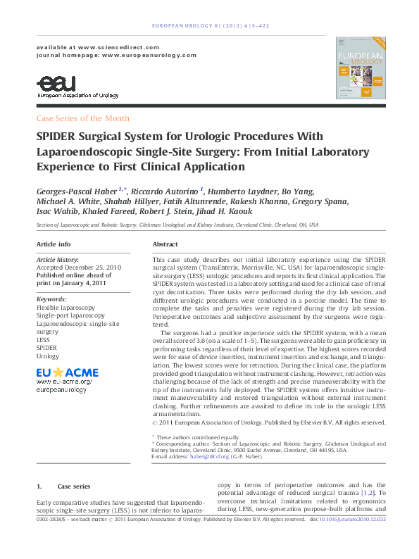(PDF) SPIDER Surgical System for Urologic Procedures With ...