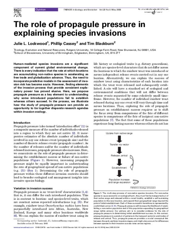 (PDF) The role of propagule pressure in explaining species invasions