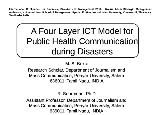 (PDF) A Four-Layer ICT Model for Health communication during Disasters
