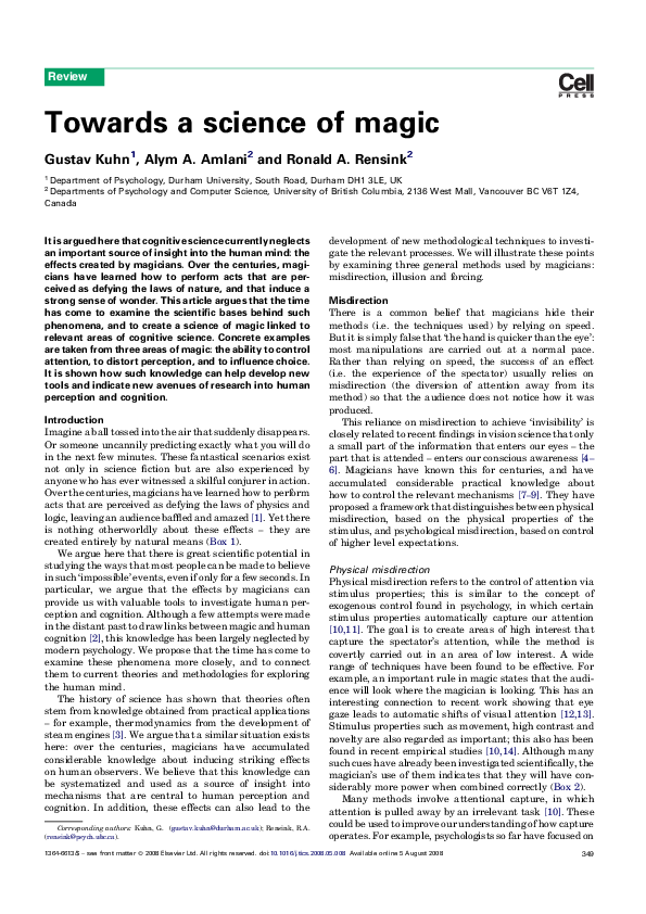 (PDF) 2008 Kuhn et al Towards a science of magic