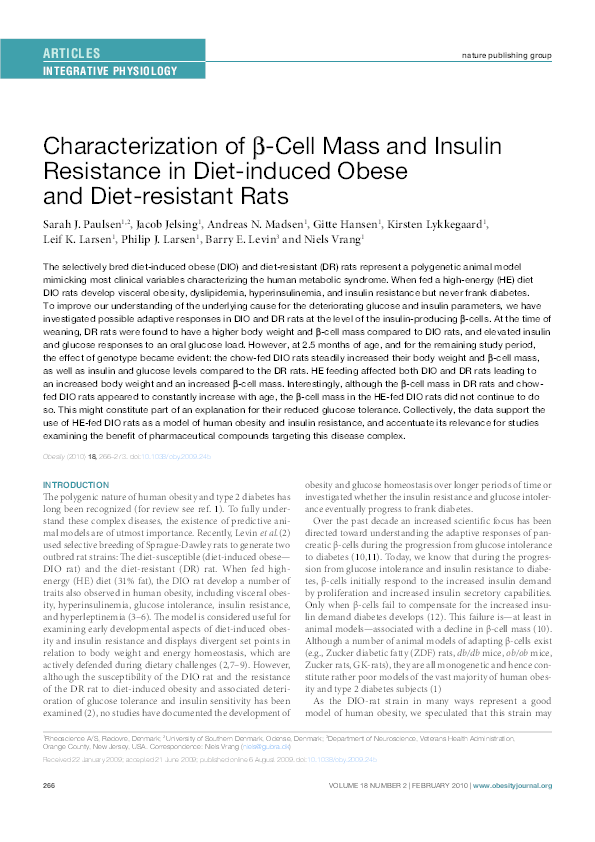 (PDF) Characterization of β-Cell Mass and Insulin Resistance in Diet ...