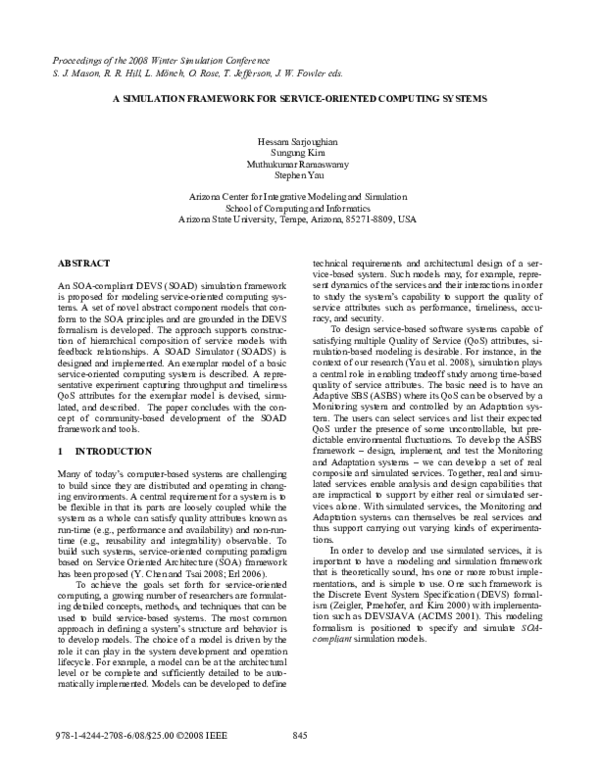Pdf A Simulation Framework For Service Oriented Computing Systems