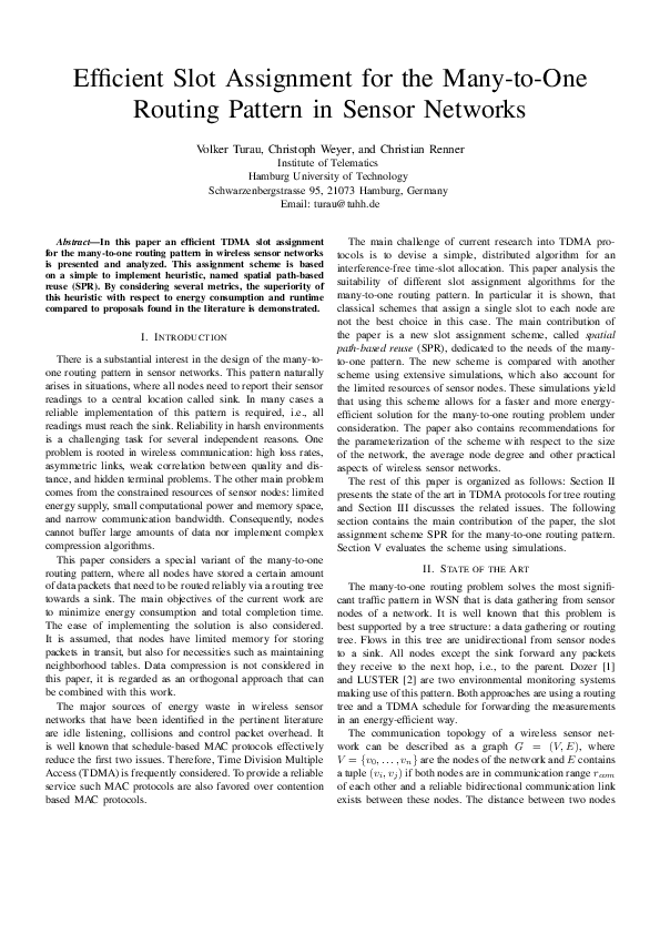 (PDF) Efficient Slot Assignment for the Many-to-One Routing Pattern in ...