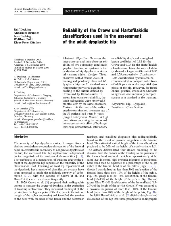 (PDF) Reliability of the Crowe und Hartofilakidis classifications used ...