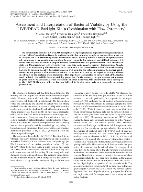 (PDF) Assessment and Interpretation of Bacterial Viability by Using the ...
