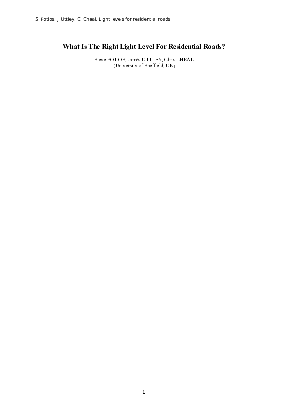(DOC) What is the right level for residential roads? | Steve Fotios ...