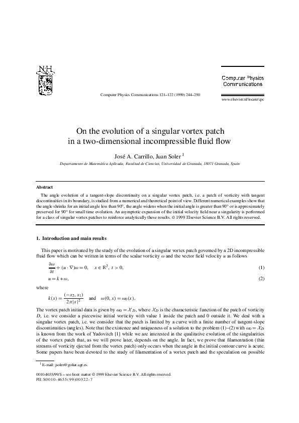 (PDF) On the evolution of a singular vortex patch in a two-dimensional ...