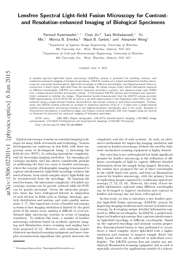 (PDF) Lens-free spectral light-field fusion microscopy for contrast ...