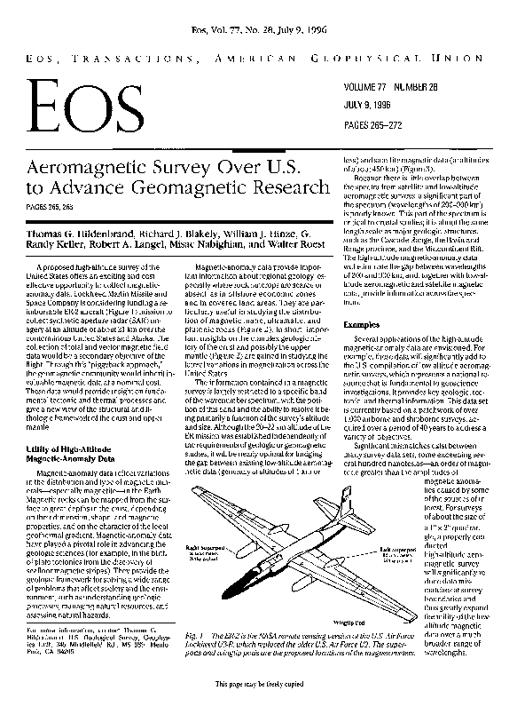 (PDF) Aeromagnetic survey over U.S. to advance geomagnetic research