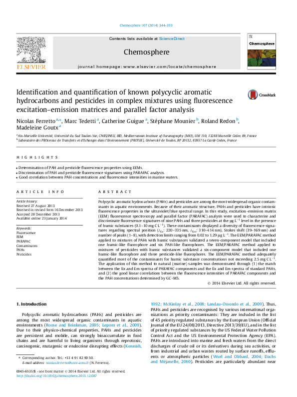 (PDF) Identification and quantification of known polycyclic aromatic hydrocarbons and pesticides ...